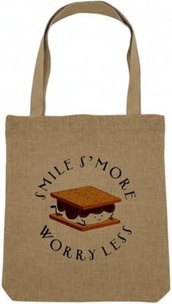 Fabulous Sac Shopping Tote Bag Aspect Lin - Smile sMore Worry Less Pun Food Sugar Candy - Sac de Courses Toile Epaisse 360g Beige Naturel Cabas Port&eacute; Epaule So
