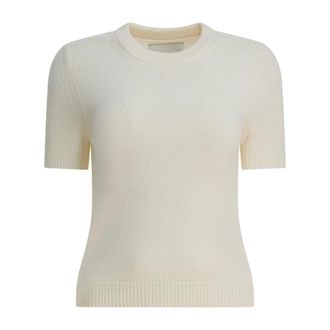 SA SU PHI Haut en maille &agrave; manches courtes - Femme - Pulls - Blanc - Taille: 34 FR