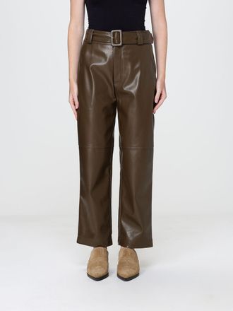Twinset Pantalon court taille haute en similicuir &agrave; jambe droite