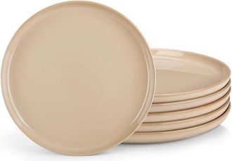 VANCASSO S&eacute;rie PLAYA Lot de 6 Assiettes Plates en Gr&egrave;s 26 cm - Va au Micro-Ondes, Four et Lave-Vaisselle - Marron &Eacute;maill&eacute;, Design &Eacute;l&eacute;gant et R&eacute;sistant