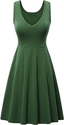 Generic Robes amincissantes pour femmes, robe d&eacute;contract&eacute;e &agrave; imprim&eacute; floral pour lext&eacute;rieur, la maison, sans manches, t-shirt mince, col en V, mini, vert mili