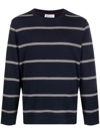Brunello Cucinelli pull à rayures - Bleu