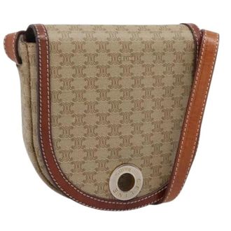 Celine Sac bandouli&egrave;re Pre-owned en toile Macadam - Femme - Pre-owned - Beige - Taille: ONE Size