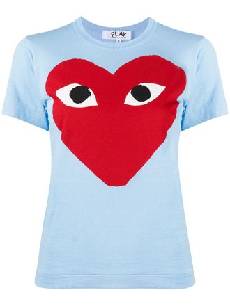 Comme Des Garçons t-shirt à imprimé coeur - Bleu