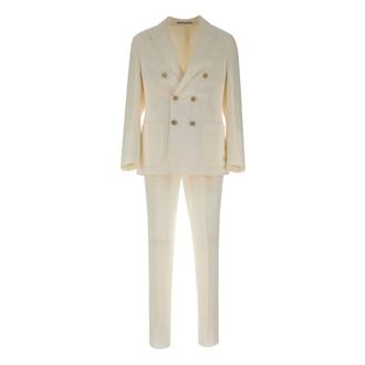 Eleventy Homme, Costumes, Blanc, Taille: 2XL Costume Double-Breasted en M&eacute;lange de Lin