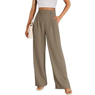 Generic Missmatter Pantalon pour femme, Soraease - Pantalon extensible et soyeux pour femme - Taille haute - Drap&eacute; au quotidien, gris, XL