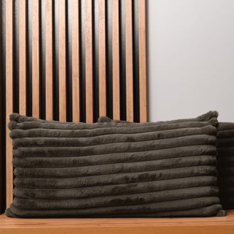 MG Design 2er Set Kissenbezüge 40 x 80 cm in Braun - mit Reißverschluss, langflorige Fell-Haptik, weich & Cosy, pflegeleicht