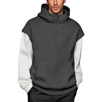 Generic Sweat &agrave; capuche surdimensionn&eacute; deux pi&egrave;ces avec fermeture &eacute;clair pour homme - Sweat &agrave; capuche &agrave; manches longues avec poche - Couleurs contrast&eacute;es - V&ecirc;