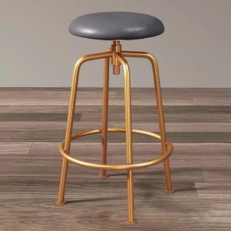 Generic Verstellbarer runder Barhocker aus PU-Leder mit Fu&szlig;st&uuml;tze, drehbarer Pub-Stuhl f&uuml;r K&uuml;che und Zuhause, r&uuml;ckenlehnenloses Design, moderner Stil, Bequeme