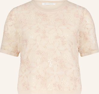 Betty&Co Betty&Co Strickshirt Im Materialmix Mit Pailletten rosa