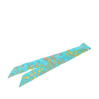 Herm&egrave;s Pre-owned Rencontre Oceane Twilly Foulard - Femme - Pre-owned - Bleu - Taille: ONE Size