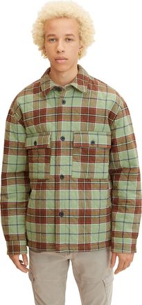 Tom Tailor Herren Overshirt Steppjacke 1033213, 30436 - Cold Green Brown Check, L