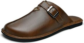 Generic Sandales &agrave; enfiler en cuir pour homme - Confortables - L&eacute;g&egrave;res - Bout ferm&eacute; - Antid&eacute;rapantes - Semelle souple - Pour l&eacute;t&eacute;, lext&eacute;rieur, la plage, marro