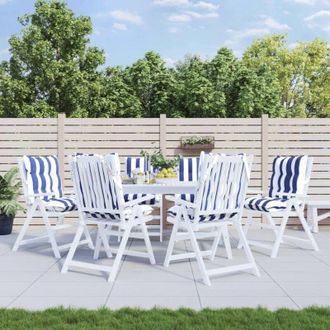 vidaXL vidaXL Coussins de chaise &agrave; dossier bas lot de 6 rayures bleu/blanc