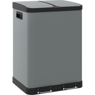 HOMCOM M&uuml;lleimer 2 x 30L Treteimer mit Pedal und Deckel, Abfalleimer, M&uuml;lltrennsystem Metall mit Inneneimer aus Kunststoff, Softclose f&uuml;r Wohnzimmer, B&uuml;ro
