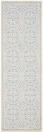 Safavieh Traditionell Teppich für Wohnzimmer, Esszimmer, Schlafzimmer - Cambridge Collection, Kurzer Flor, Hellblau und Elfenbein, 76 X 244 cm