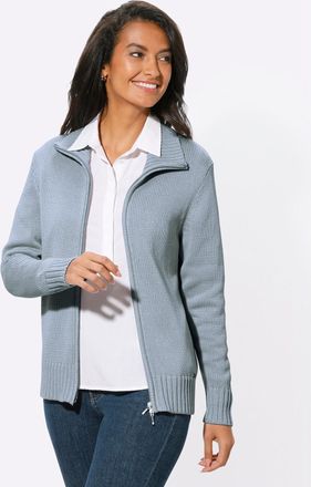 Casual Looks Strickjacke CASUAL LOOKS, Damen, Gr. 38, blau (eisblau), 50% Baumwolle, 50% Polyacryl, unifarben, figurumspielend, Strickjacken Strickjacke, Topseller