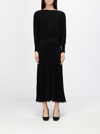 Twinset Robe midi en cr&ecirc;pe de maille &agrave; jupe pliss&eacute;e et manches longues
