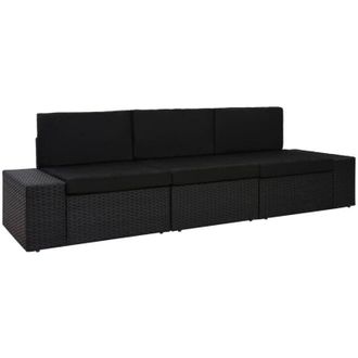 vidaXL Vidaxl - Canap&eacute; sectionnel 3 places R&eacute;sine tress&eacute;e Noir