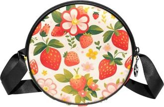 Generic Sac &agrave; bandouli&egrave;re rond pour femme, motif fruits d&eacute;t&eacute; color&eacute;s, petit sac &agrave; bandouli&egrave;re avec fermeture &eacute;clair, bretelles r&eacute;glables, sac &agrave; main rond d&eacute;co