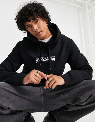 Napapijri Sweat &agrave; capuche et logo encadr&eacute; - Noir