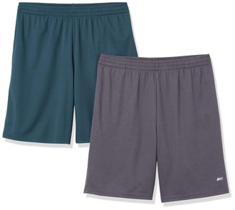 Amazon Essentials Herren Weit geschnittene Performance-Funktionsshorts (erhältlich in Big & Tall), 2er-Pack, Dunkelgrau/Dunkelgrün, M