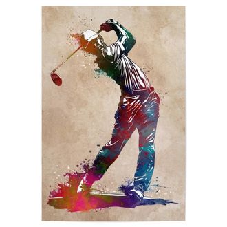 artboxONE Poster 90x60 cm Sport Golfsport Kunst B hochwertiger Design Kunstdruck - Bild Golf Golfspieler Grafik