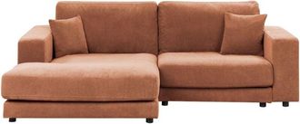 Beliani Ecksofa Hellrot Stoff L-f&ouml;rmig 3-Sitzer Sofa mit Liege Chaiselongue Rechtsseitig Wohnzimmerm&ouml;bel Modern Wohnzimmer Wohnecke Sitzecke