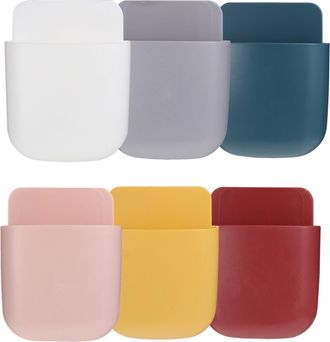 OSALADI 6 St&uuml;ck Wandmontierte Aufbewahrungsbox aus Hitzebest&auml;ndigem ABS in 6 Farben Multifunktionale Handyhalterung und Ladebeh&auml;lter f&uuml;r Schlafzimmer und Fern