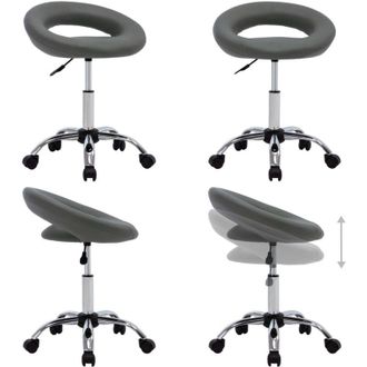 vidaXL Vidaxl - Arbeitshocker auf Rollen Grau Kunstleder - B&uuml;rostuhl - Rollstuhl - Arbeitshocker - B&uuml;robedarf - Ergonomischer Stuhl - Home & Living