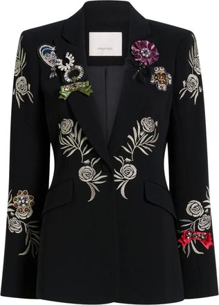 Cinq à Sept Cheyenne Blazer mit Rosenstickerei - Schwarz