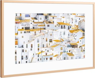 artboxONE Poster mit Rahmen Kupfer 45x30 cm Pueblo Blanco von Manjik - gerahmtes Poster