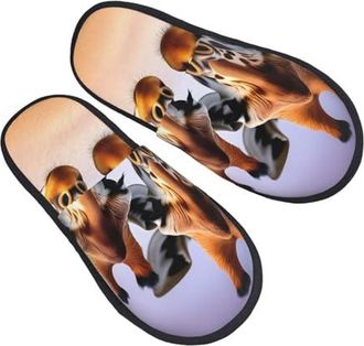 Generic Pantoufles Moelleuses Motif Girafe M&egrave;re Et Fils Slippers Hiver Doux Chausson Pour Homme Int&eacute;rieur Femme M