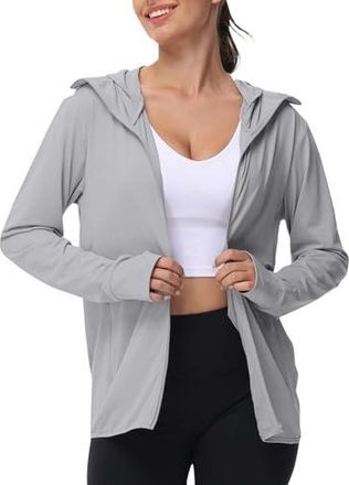 Generic Sweat à capuche avec protection solaire UPF 50+ pour femme, manches longues, fermeture éclair intégrale, légère et respirante, séchage rapide, pour ra