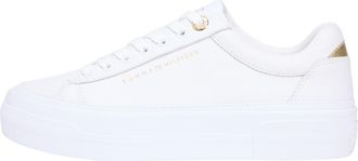 Tommy Hilfiger Damen Th Platform Sneaker Tumbled Ltr Fw0Fw09018 Niedriges Oberteil, White (White), 40 EU