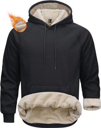 Magcomsen Sweat Homme Sweet Homme &agrave; Capuche Poche Kangourou Polaire Chaude pour Automne Noir, S