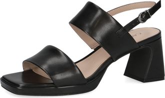 Caprice Damen Sandalen mit Absatz aus Leder mit Lack, Schwarz (Black Nappa), 37 EU