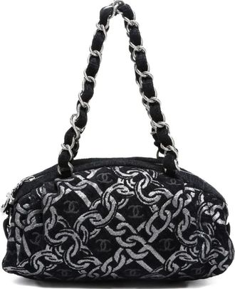 Chanel sac porté épaule à détail de chaîne - Noir