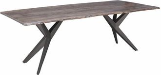 Massivmoebel24 Baumtisch Akazie 140x90x76 grau lackiert Beine anthrazit matt FREEFORM 4 19