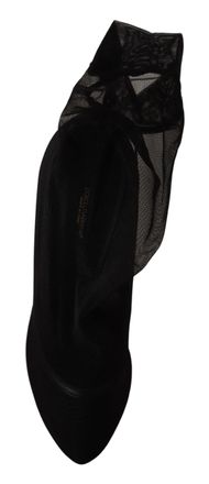 Dolce & Gabbana Womens Black Stretch Tulle Boots Shoes Elastane