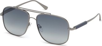 Tom Ford FT0669 JUDE Lunettes de soleil, Argent/Bleu, 60 mm