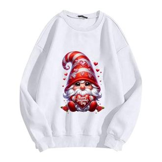 Generic Sweat-shirt d&eacute;contract&eacute; &agrave; col rond pour homme et femme pour la Saint-Valentin 2026 (3), blanc, XXL