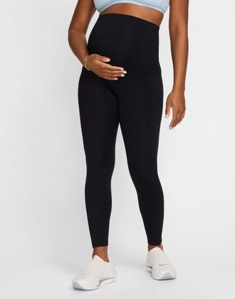 Nike Maternity One hoch geschnittene 7/8-Leggings mit Taschen in Schwarz
