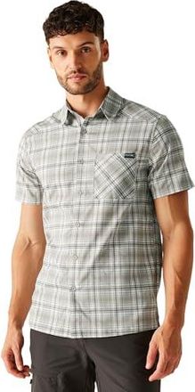 Regatta Chemise Begarno &agrave; manches courtes pour homme, Blanc/sable dor&eacute;/carreaux de cime des arbres, Taille XL