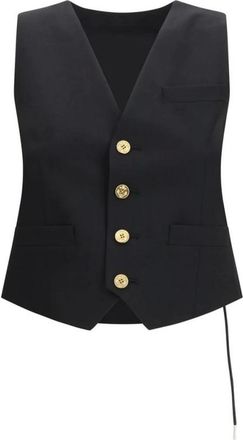 sacai Femme, Vestes, Noir, Taille: 38 FR Gilet en polyester avec d&eacute;tails de boutons