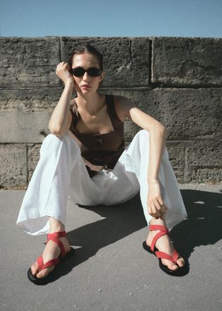 Mango Sandale mit Wildlederriemen rot - Damen - 35 - MANGO