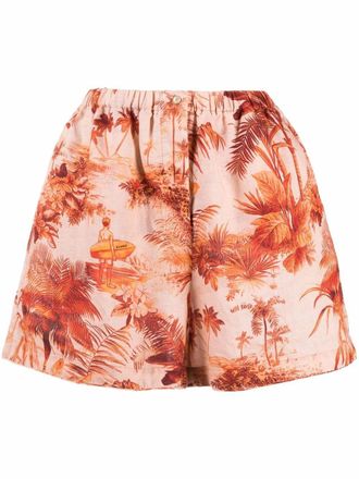 Alanui Hoookipa Toile De Jouy Shorts - Orange