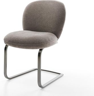 DELIFE Freischwinger Nube-Flex Strukturstoff Soft Taupe Freischwinger flach Graphit Taschenfederkern, Esszimmerst&uuml;hle