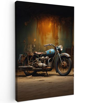 MuchoWow © Bilder Groß 80x120 cm XXL Wohnzimmer Deko Modern Wandbild Foto auf Leinwand Bild Schlafzimmer Room Decor Geschenke Vintage - Motor - Blau - Alt - Ga