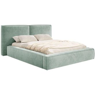 Selsey Selsey Tilves - Polsterbett 160x200 mit Bettkasten, Lattenrost, Velours, salbeigr&uuml;n